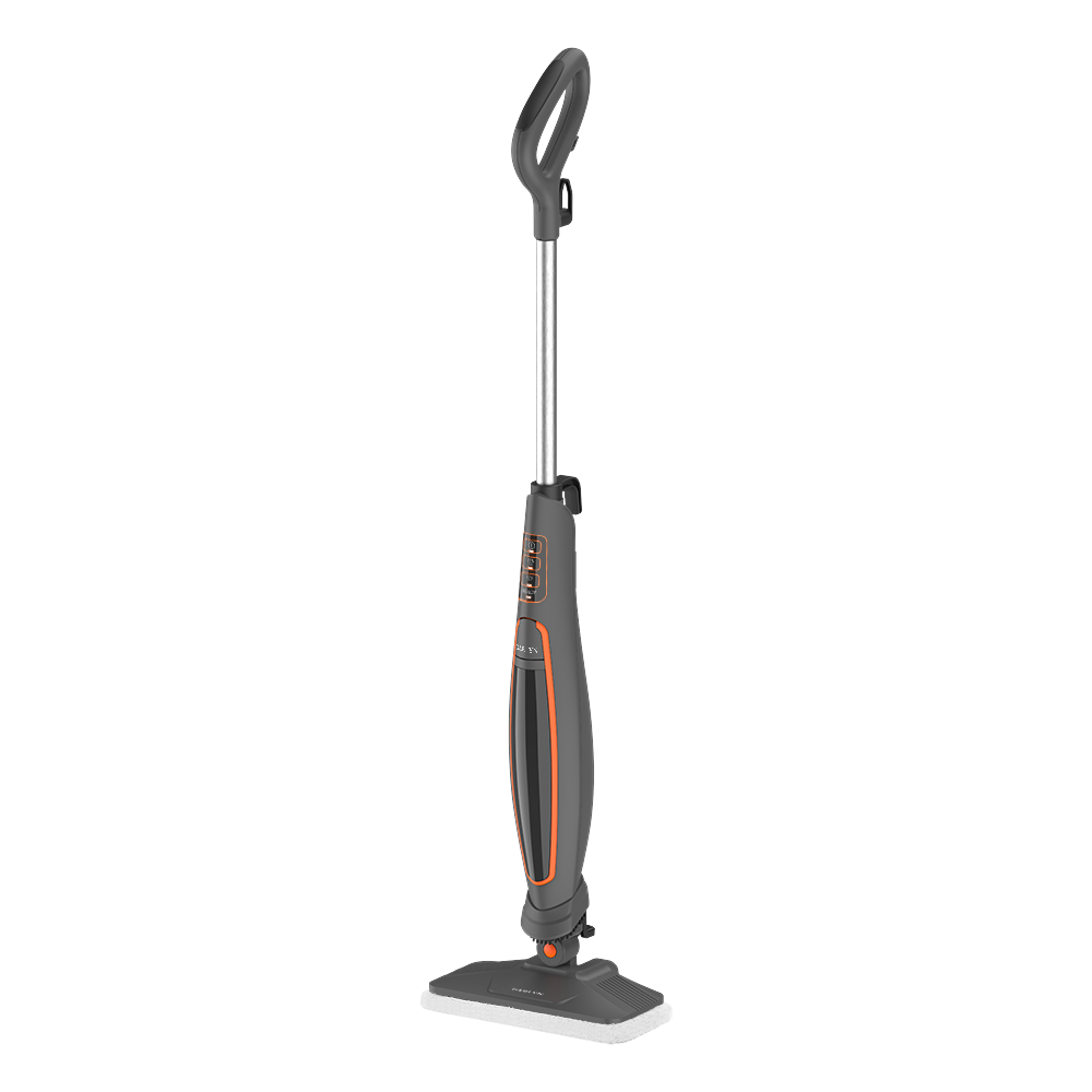 Пароочиститель Garlyn PM-1250, напольный, 1300 Вт, объем бака 0,6 л, давление пара 1 бар, черный/оранжевый