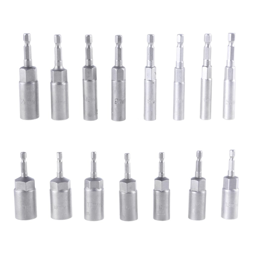 Шестигранный ключ с хвостовиком 1/4 дюйма, головки для гаечных ключей с барашковыми гайками, головки для сверл с пазами под барашковые гайки 5,5–19 мм для рым-болтов и болтов с крючками