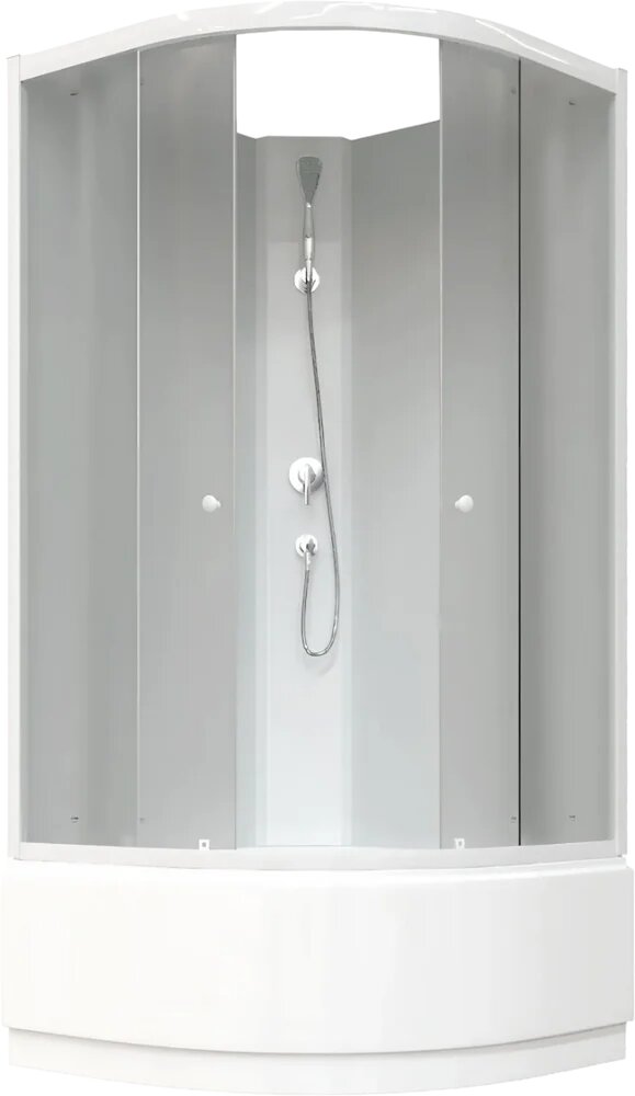 Душевая кабина Parly Effect TMF901 стеклянная, 85x85, высокий поддон, открытая (без крыши), с матовым стеклом, без гидромассажа с белым профилем