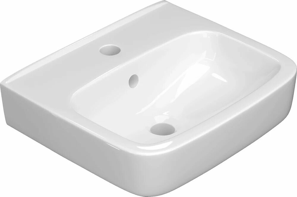 Раковина подвесная Керамин Сквэа 4810531138150 CDB00024893 46 подвесная, 45, 5 см, фарфоровая, раковина для ванной, белая, прямоугольная, со сливом-переливом