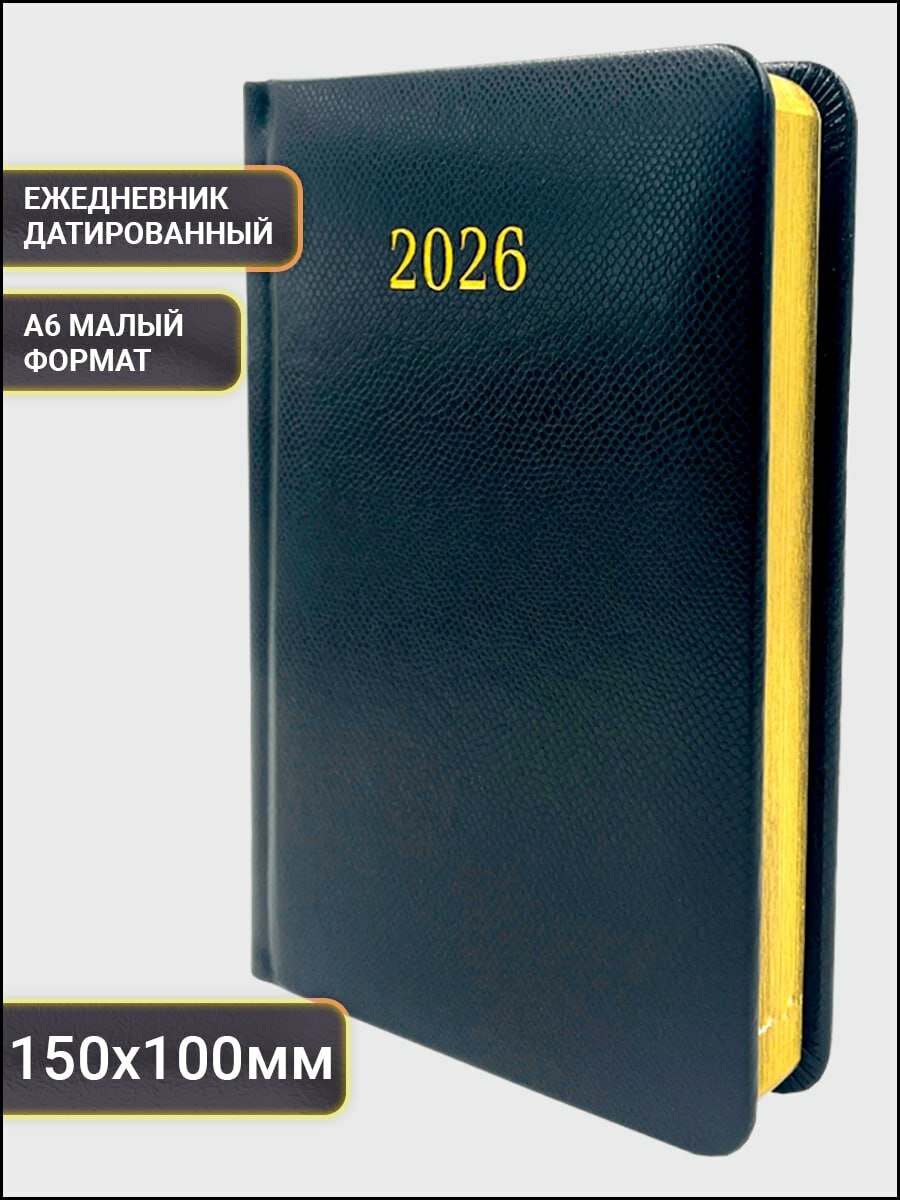 Ежедневник датированный на 2026 год AXLER, блокнот планер для записей, записная книжка, черная А6