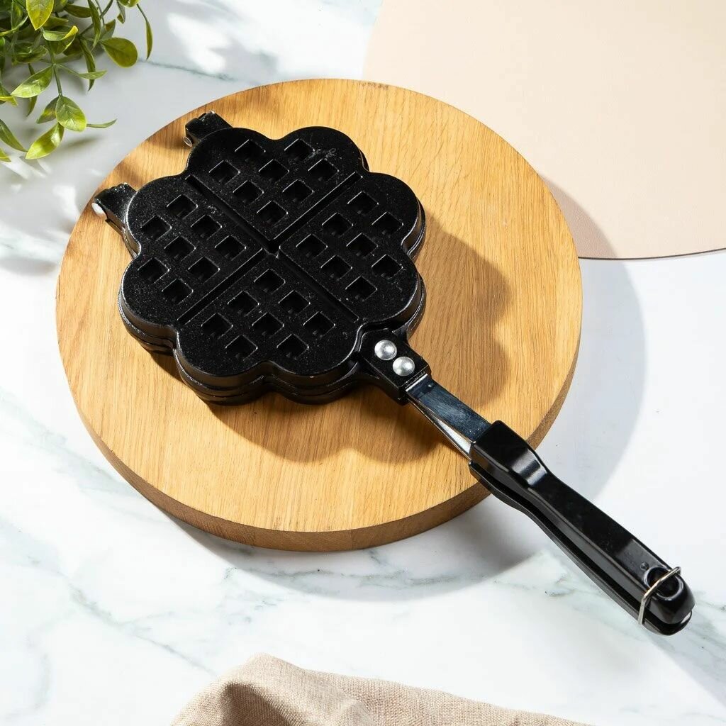 Форма для выпекания вафель антипригарная фигурная 34.5х13 см, Цветок