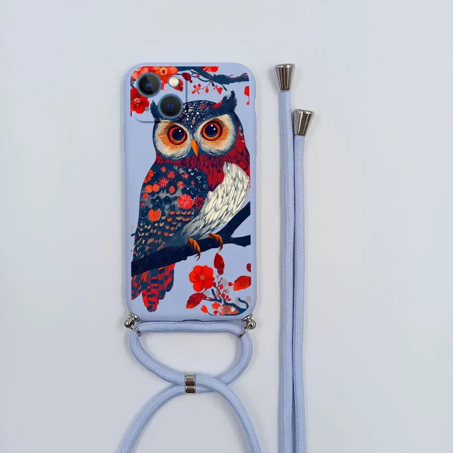Чехол с ремешком через плечо с милой совой для iPhone 15, 13, 14, 12, 11 Айфон 15 Про Макс, mtyszhh