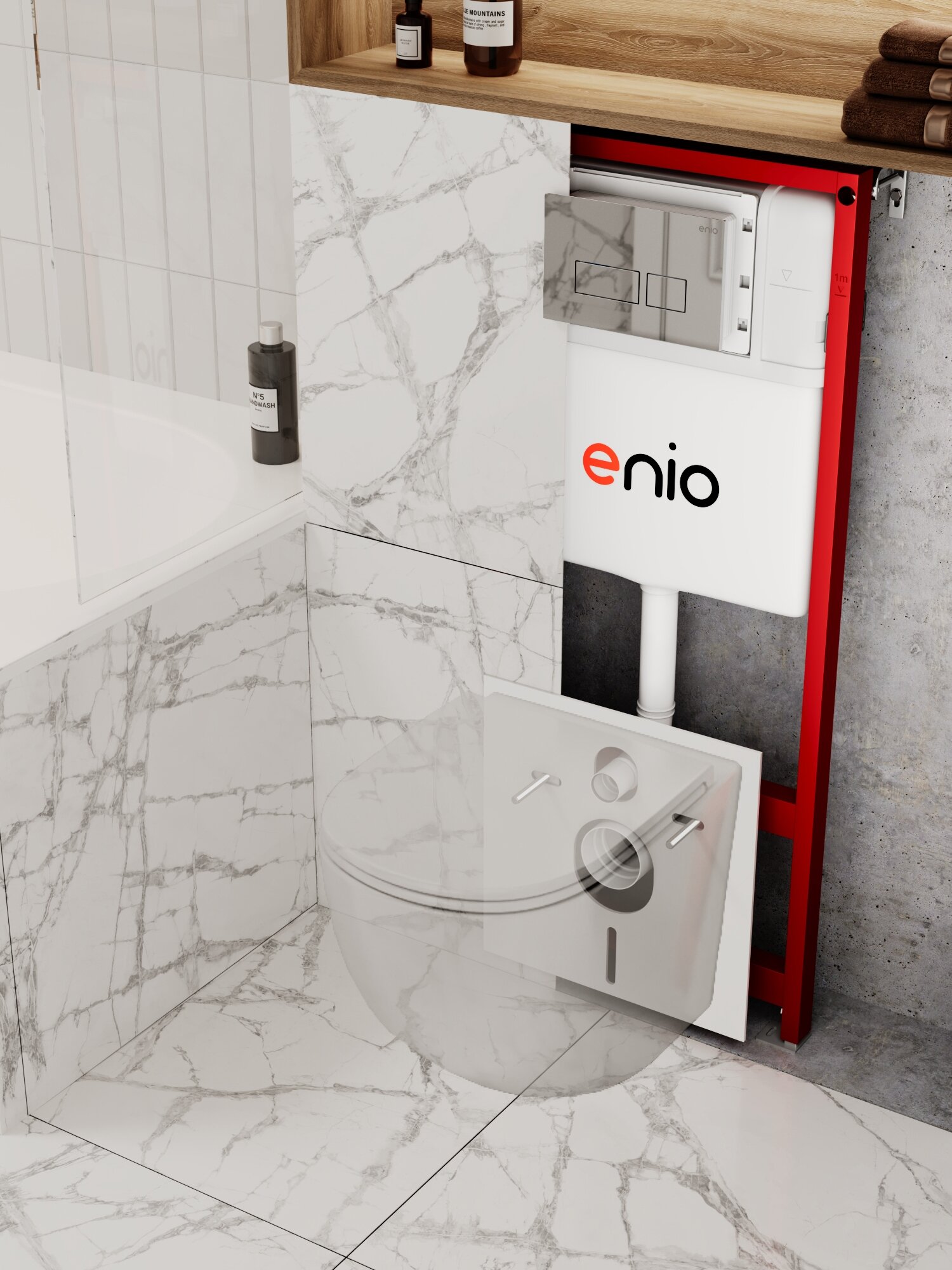 Система инсталляции для подвесных унитазов Enio Profi EN7050050 с кнопкой Linea хром глянцевый