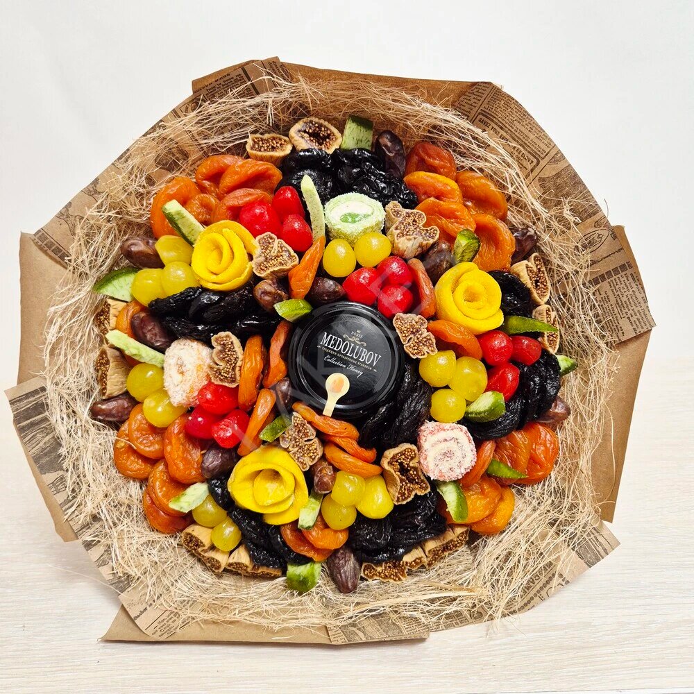 Букет LAKRES "Сказки Востока", сухофрукты и крем-мёд, Диаметр 28 см