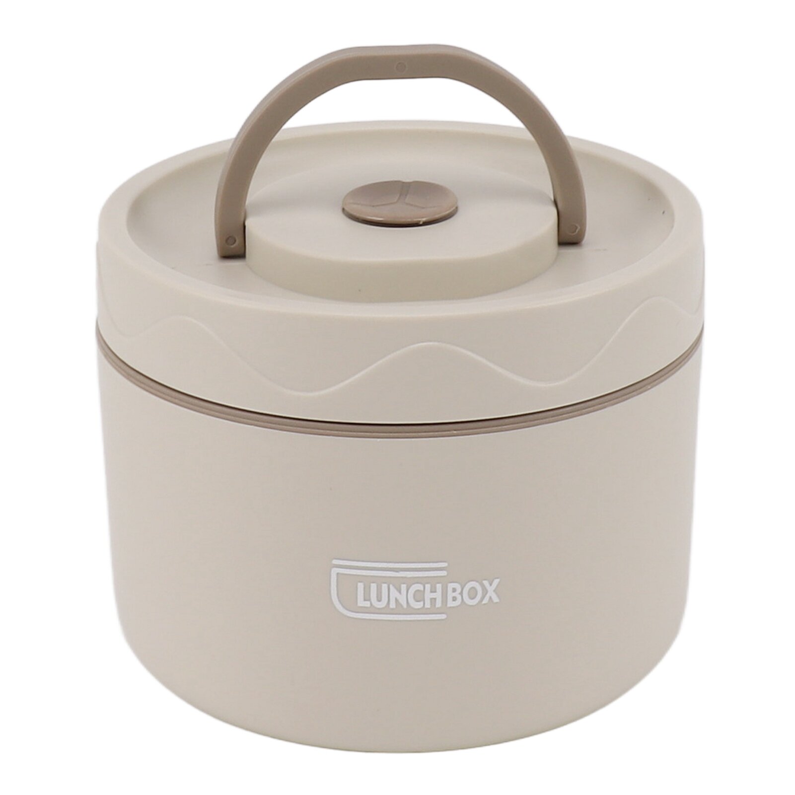 Изолированный ланч-бокс Bento на 550 мл Штабелируемый 2-х уровневый круглый ланч-бокс Bento Герметичный контейнер для еды из нержавеющей стали Изолированный стиль, кремово-белый