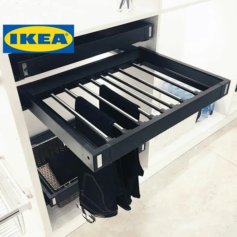 Брючница выдвижная для шкафа, Выдвижной, с 7 подвижными стержнями,(564-764)*478*90мм