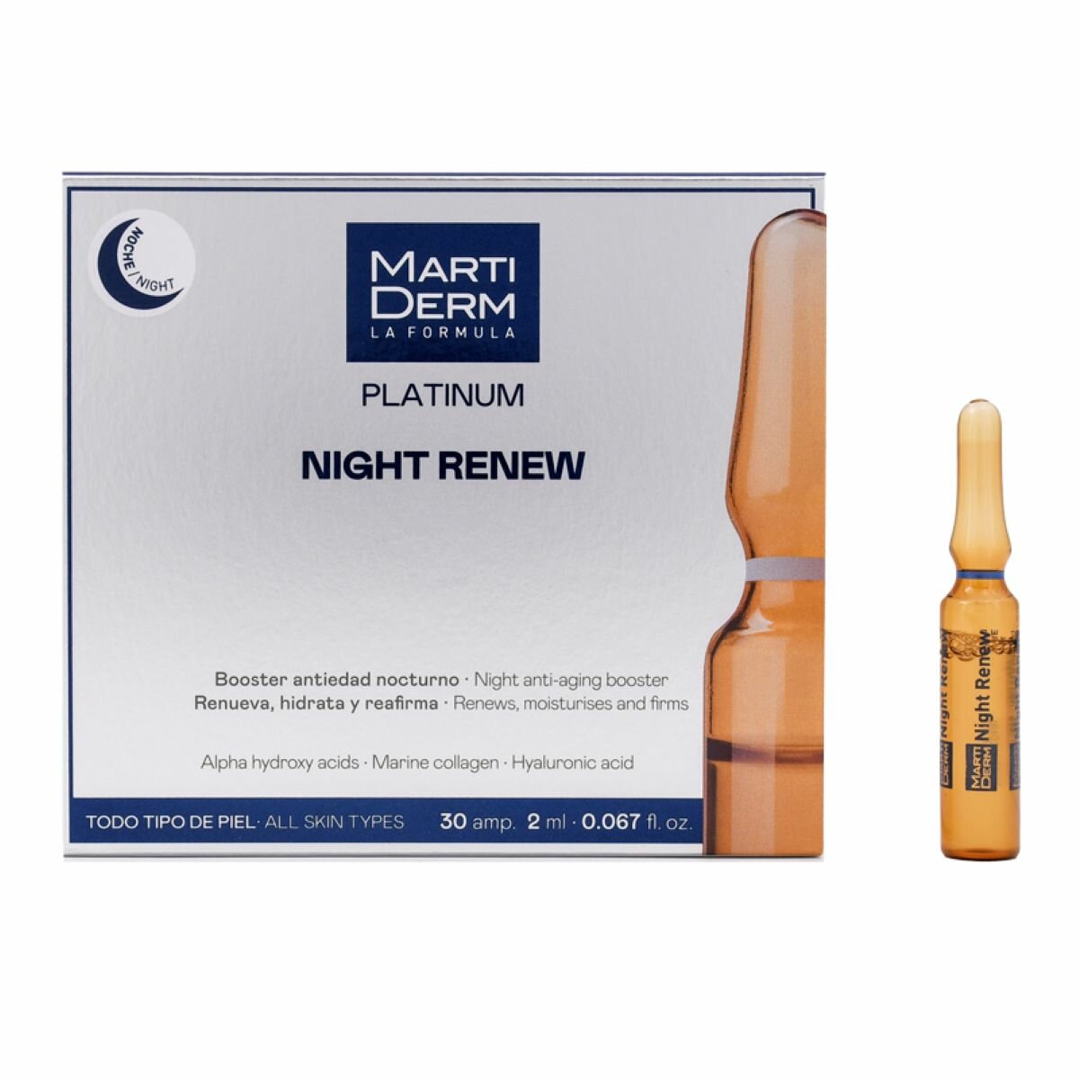 Мартидерм платинум Ампулы Ночное восстановление, 30x2 мл | MartiDerm Night Renew