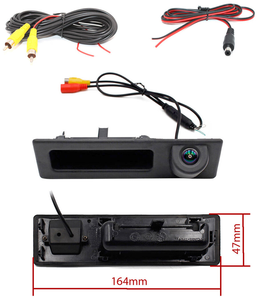 Камера заднего вида cam-142 для BMW (в ручку), с отключаемой разметкой, AHD 720p, 170 градусов