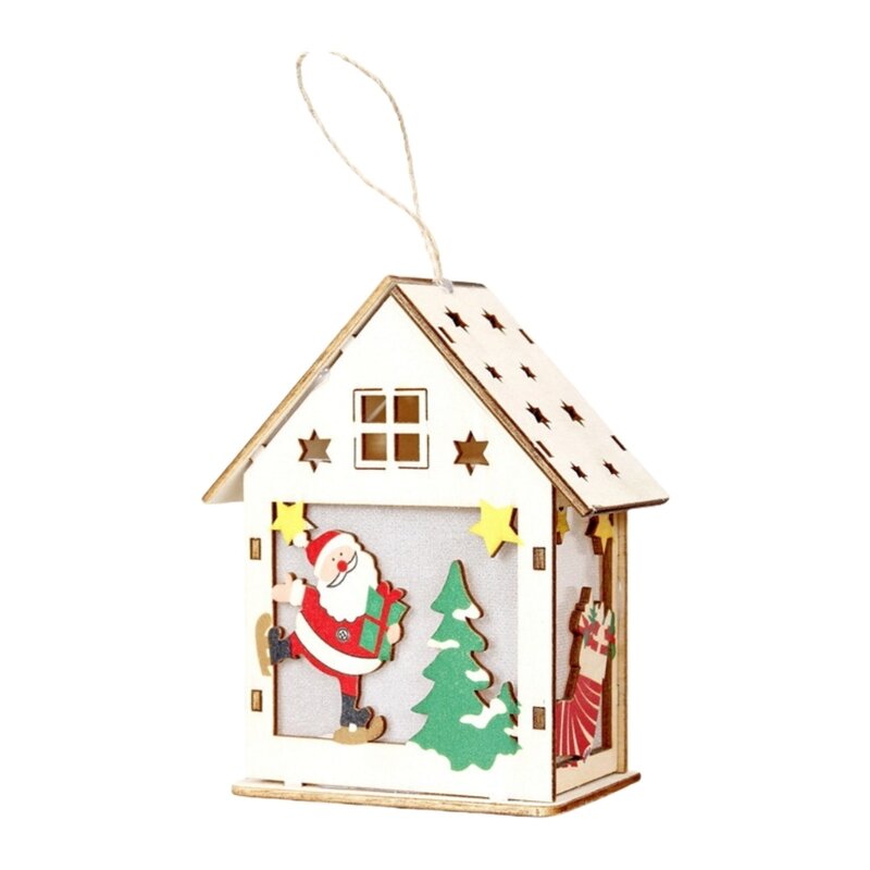 Рождественские принадлежности деревянная светящаяся цветная хижина украшения для деревянного дома Рождественская елка кулон