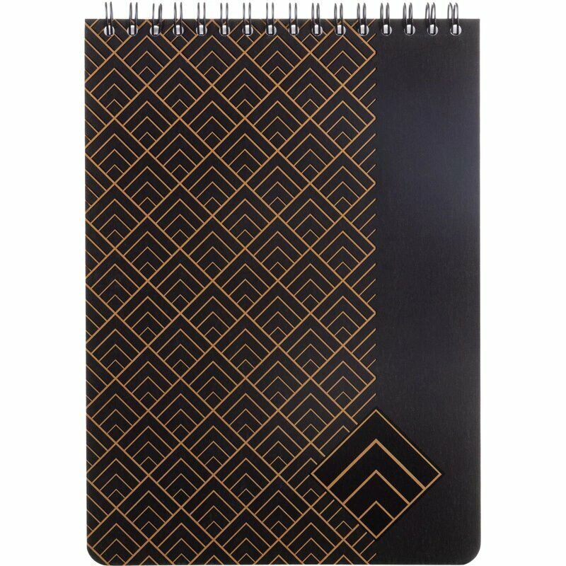 Блокнот А5,80л, кл, греб, мат. ламин, тонир. блок комус Art Deco Черный