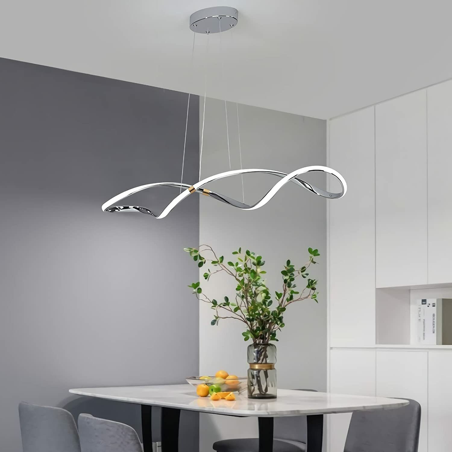 LED Подвесной светильник Диммируемая с Дистанционное управление Лампа для Столовая Кухня Столом, IWANTDO, BDD15, Хром — фото 1