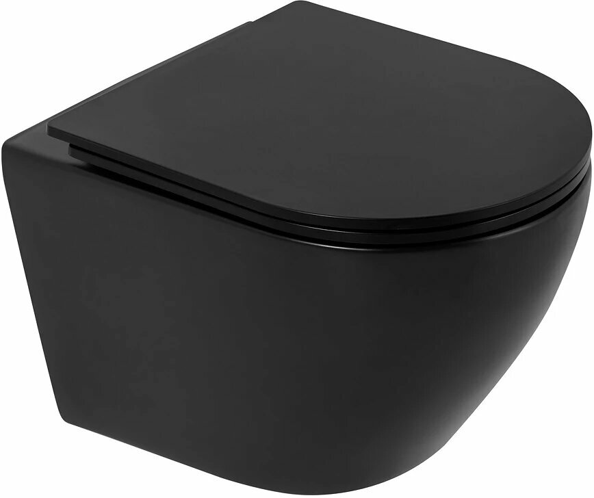 Унитаз подвесной Charus Estella EWC700-121B безободковый, с сиденьем микролифт, черный матовый