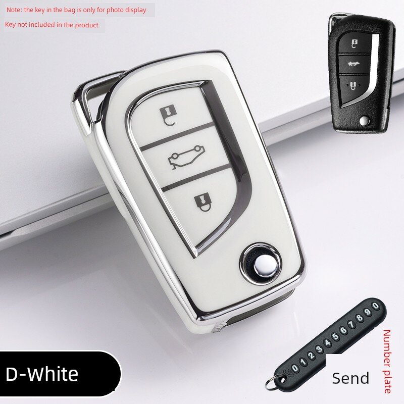 Одиночный брелок для ключа с номером для Toyota Camry Corolla RAV4 - Белый, стиль D