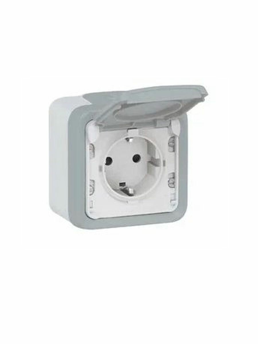 Legrand Розетка 16A 2К+3 - немецкий стандарт - с винтовыми зажимами Plexo - серый 069733