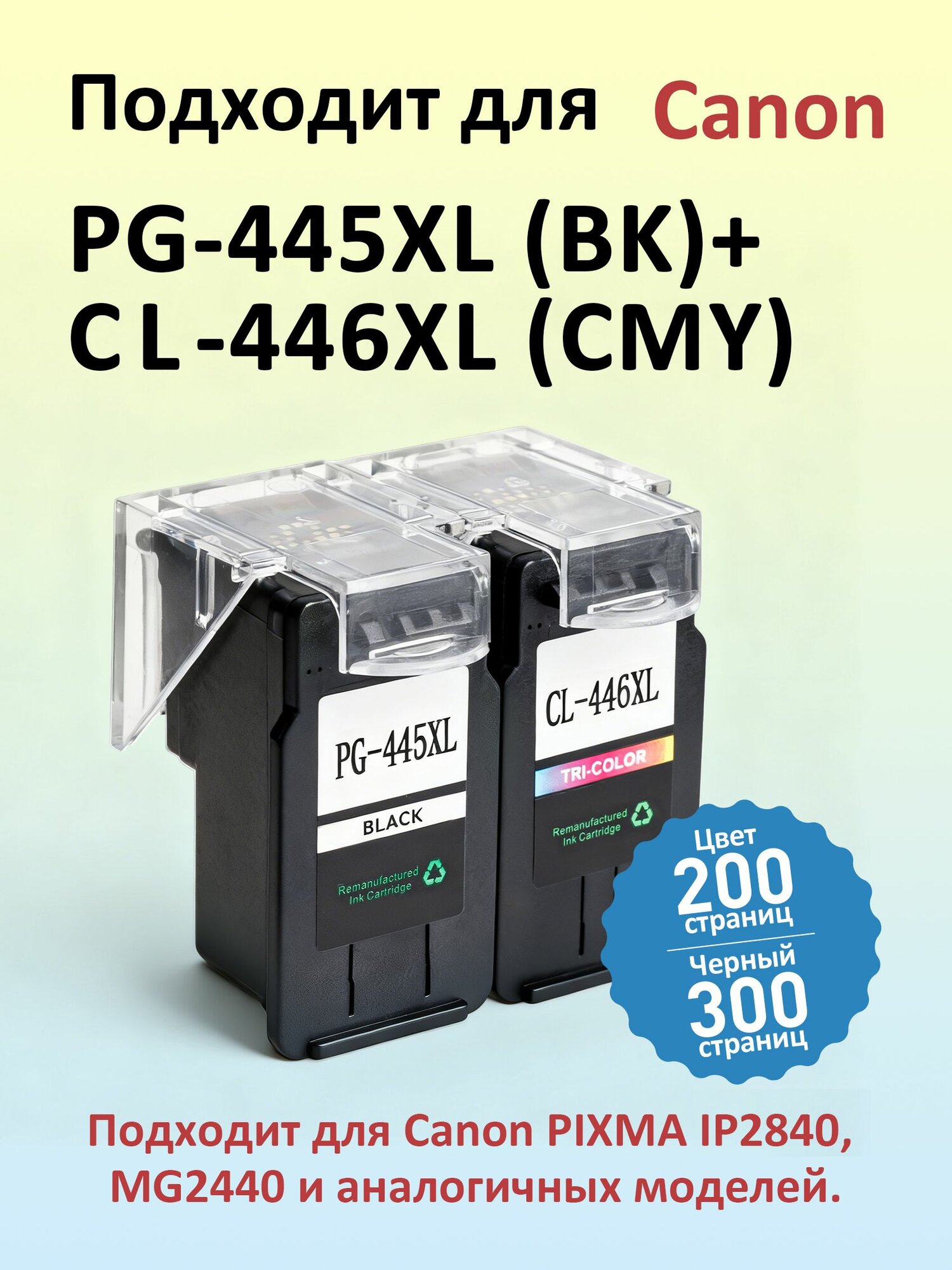Комплект струйных картриджей Canon CL-446XL+PG-445XL 2 штуки BK+CMY