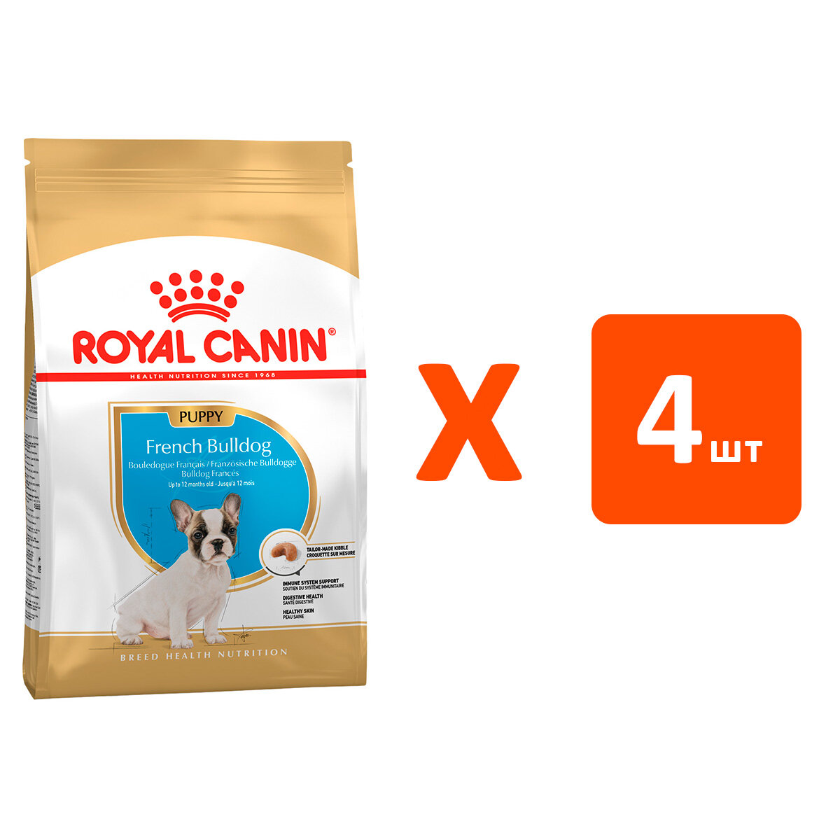 Корм сухой Royal Canin French Bulldog Puppy для щенков французский бульдог, 3 кг х 4 шт