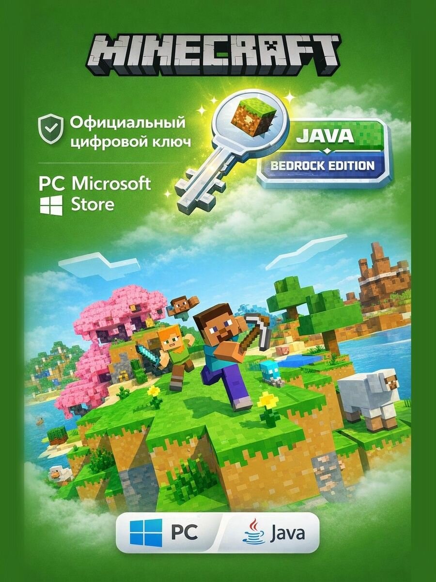 Minecraft: Java & Bedrock Edition для ПК, ключ активации любой регион