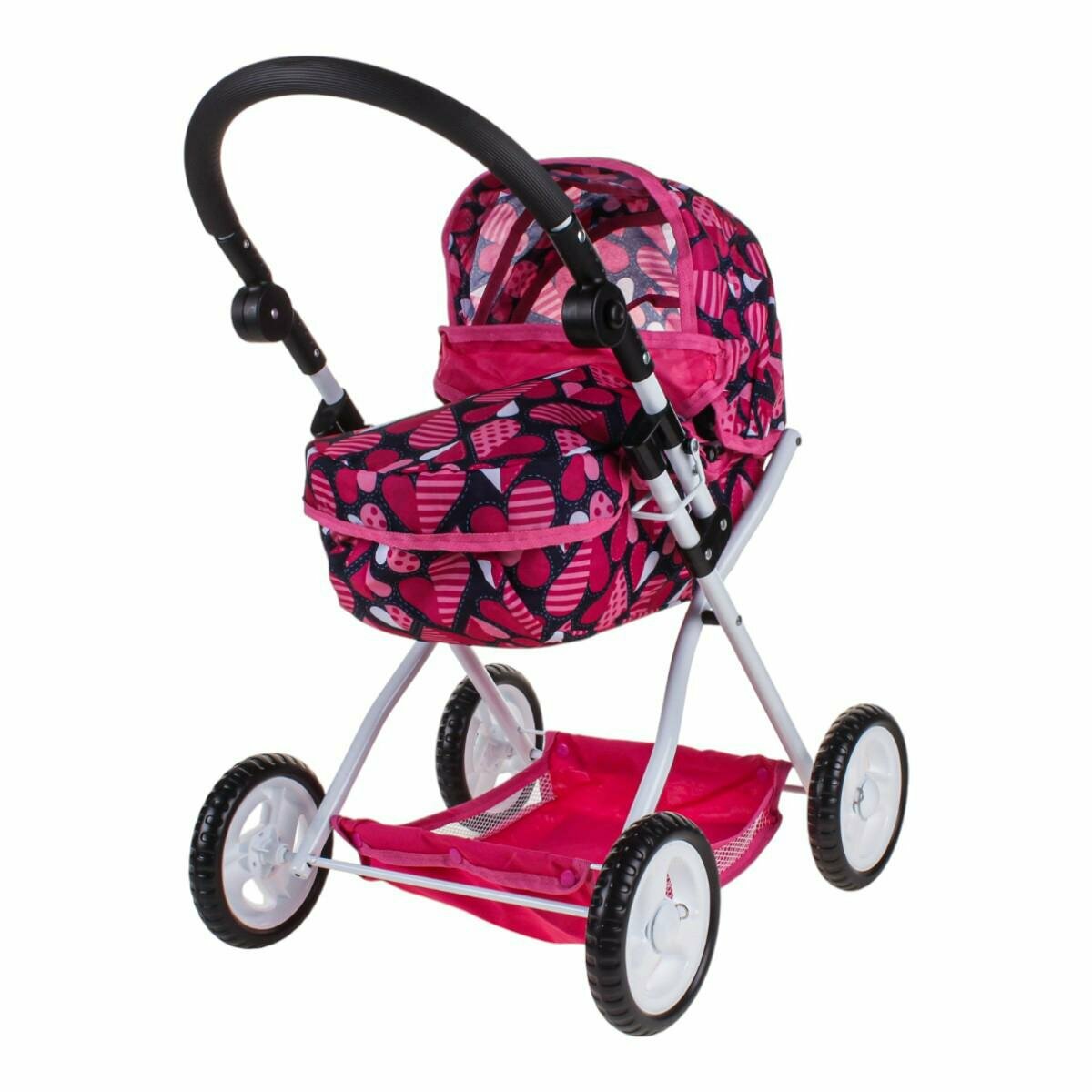 Коляска для кукол лежачая, металл и текстиль, разноцветный принт, 69х46х22см