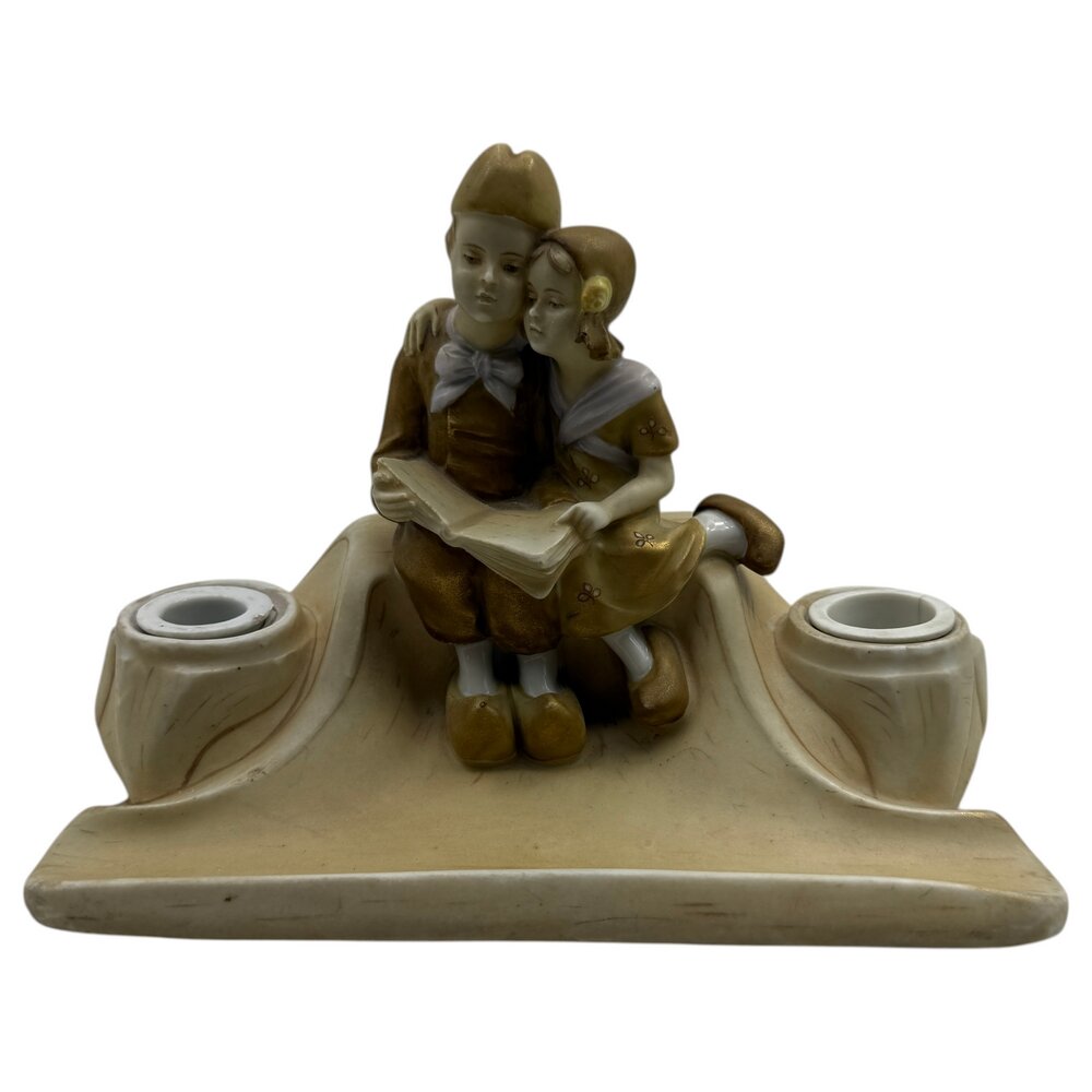 Чернильница "Дети за чтением", фарфор, 1900-1930 гг, Австрия