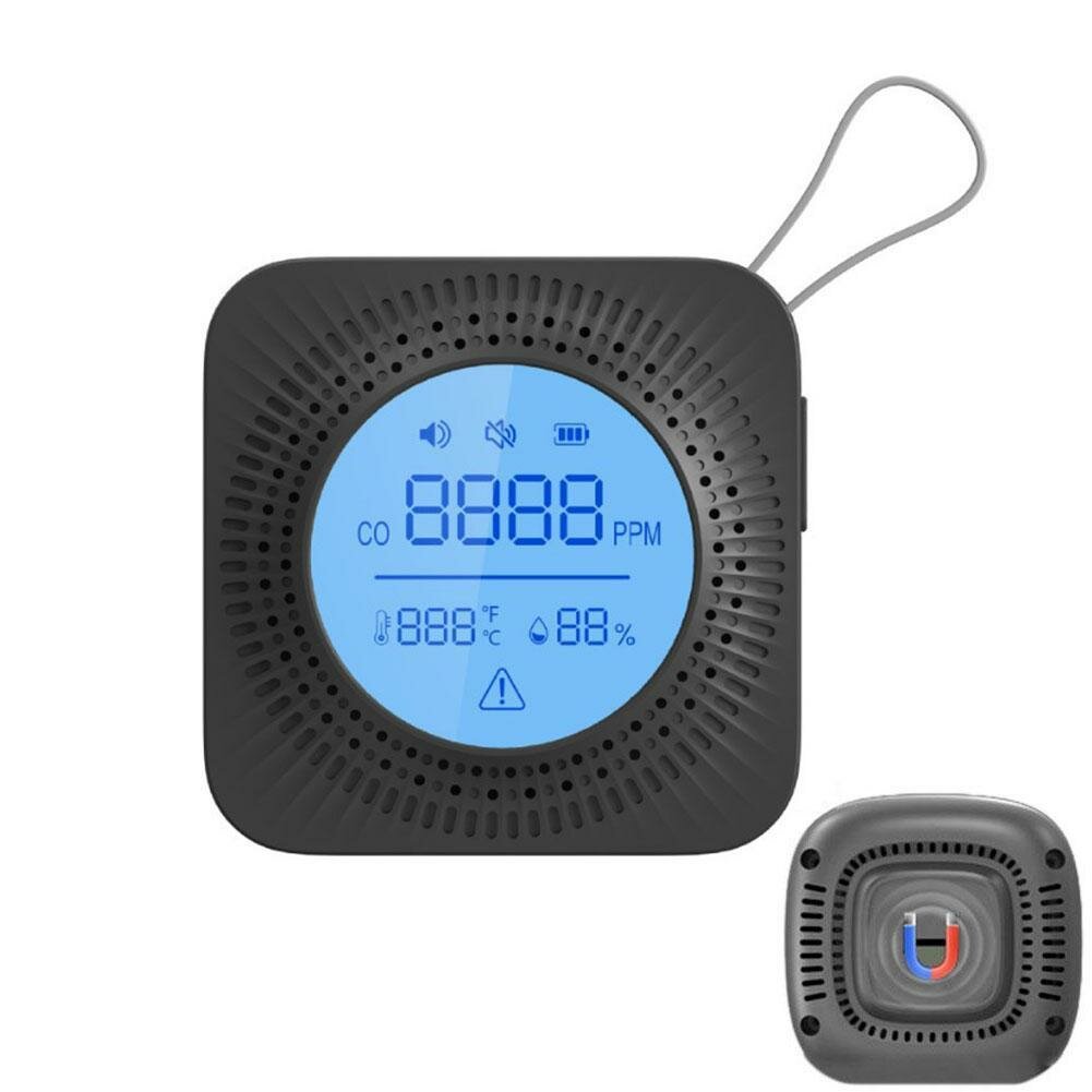 Датчик угарного газа - Сигнализатор измеритель CO - Цифровой автономный для обнаружения утечки - Детектор дыма с сиреной