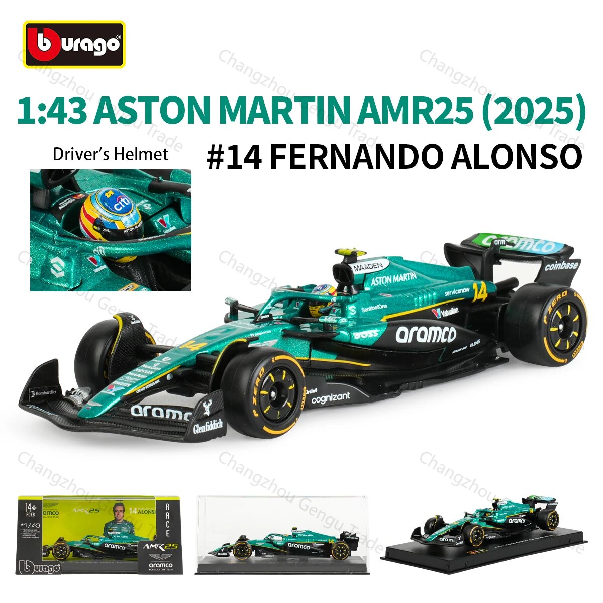 Bburago Aston Martin AMR25 Fernando Alonso 1:43, 2025