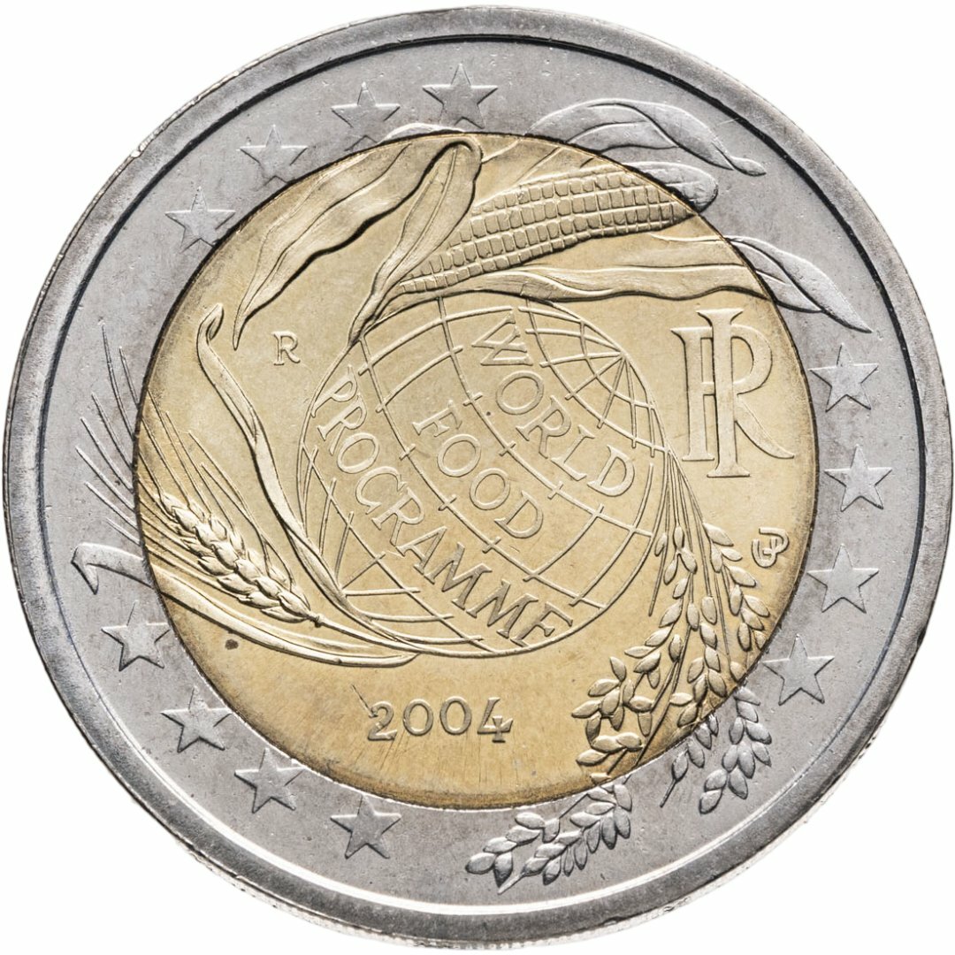 Италия 2 евро euro 2004 "50 лет Всемирной Продовольственной программы", Биметалл, в сохранности UNC