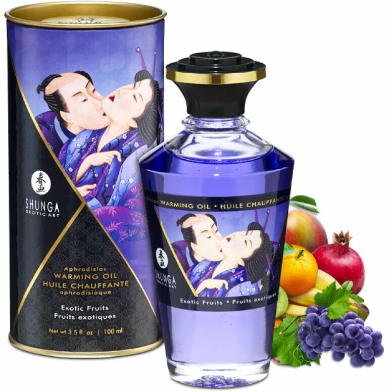 Shunga Масло интимное разогревающее массажное Экзотические фрукты Aphrodisiac Warming Oil - 100 мл.
