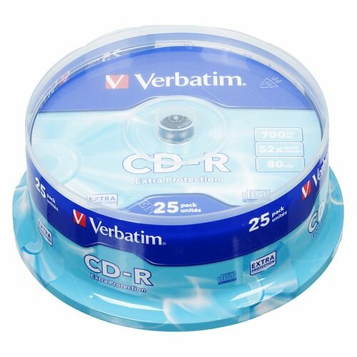 Оптический диск CD-R Verbatim 700МБ 52x, 25шт, cake box [43432]