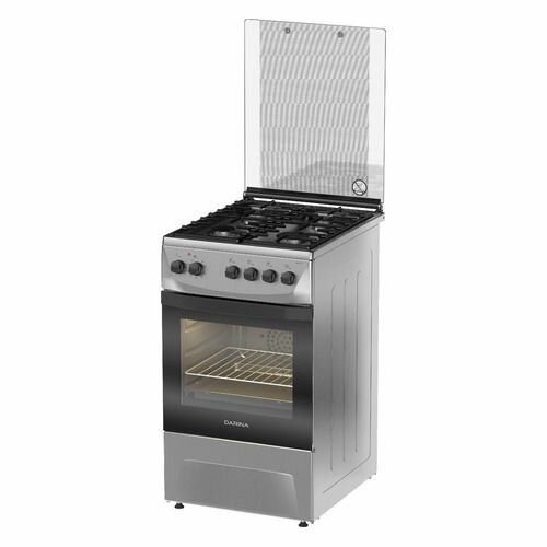Газовая плита Darina 1D1 КМ 241 311 X, электрическая духовка, стеклянная крышка, чугун, нержавеющая сталь и черный