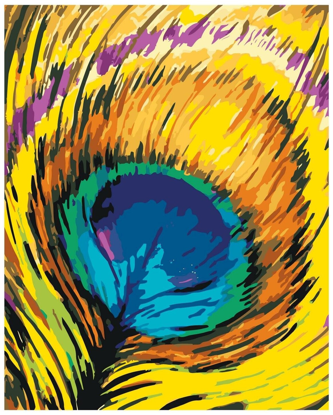 Яркое перо павлина Раскраска картина по номерам на холсте