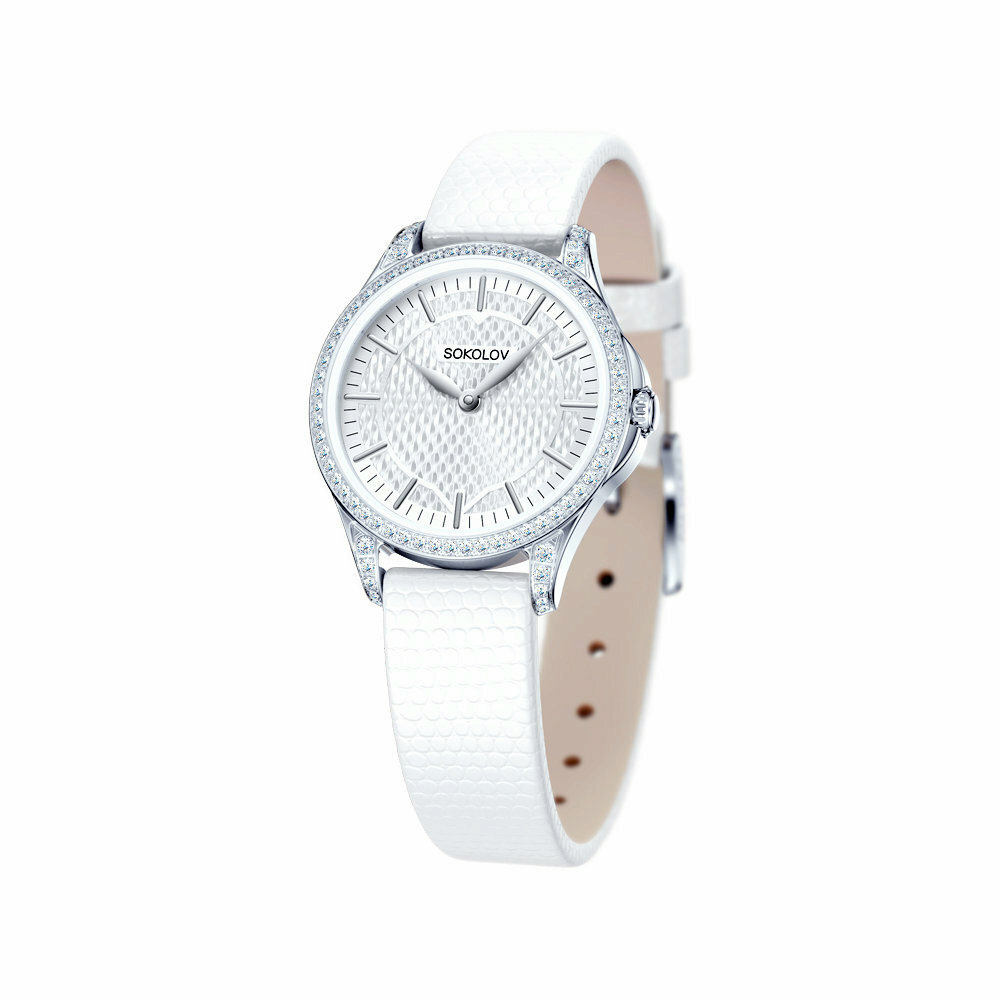 Наручные часы Flirt, серебро, фианит