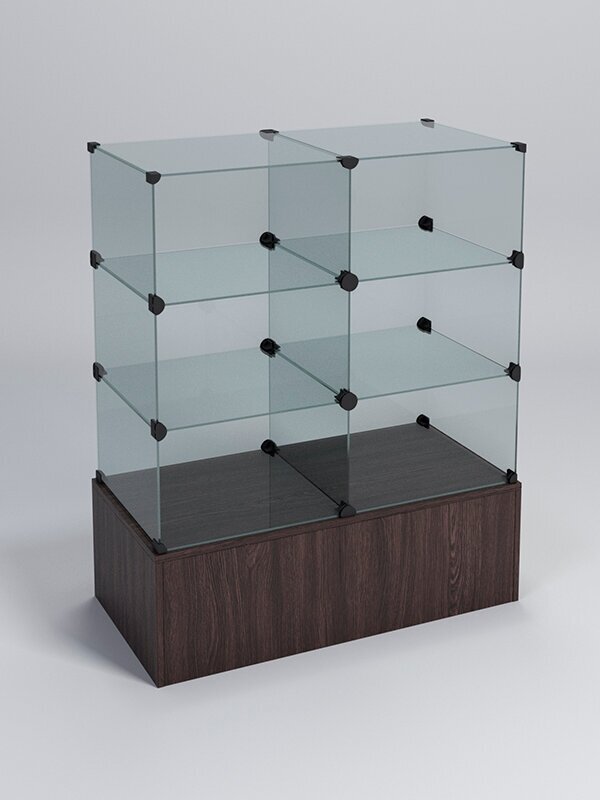 Прилавок "КУБ" №3 (без стеклянных дверок, передняя стенка - стекло), Дуб Венге