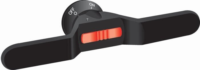 Ручка управления черная c символами на русском для управления через дверь рубильниками типа ОТ1000.2500, OHB200J12P-RUH