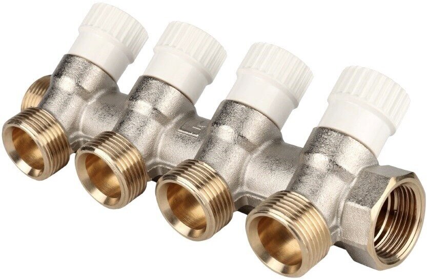 STOUT Коллектор 4-х ходовой (3/4x1/2 EK) с регулировочными клапанами, евроконус