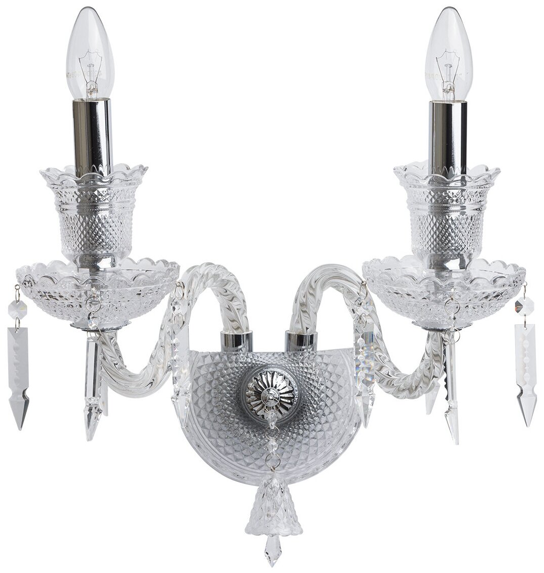 Бра, настенный светильник CHIARO Барселона 313022602, 2*60W Е14 2700К, цвет: хром