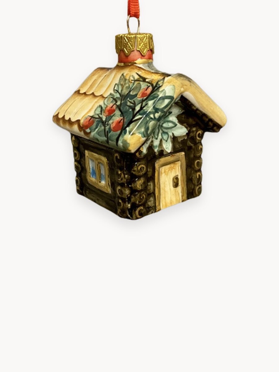 Игрушка на елку Домик большой летний, фарфор