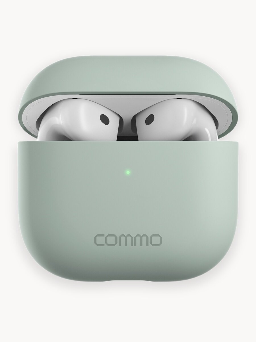 Силиконовый чехол COMMO Shield Case для Apple Airpods 4, Серо-зелёный