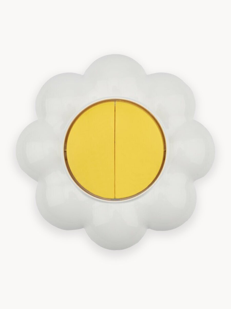 Выключатель в детскую комнату двухклавишный KRANZ HAPPY "Ромашка" скрытой установки, 250 В/10 А