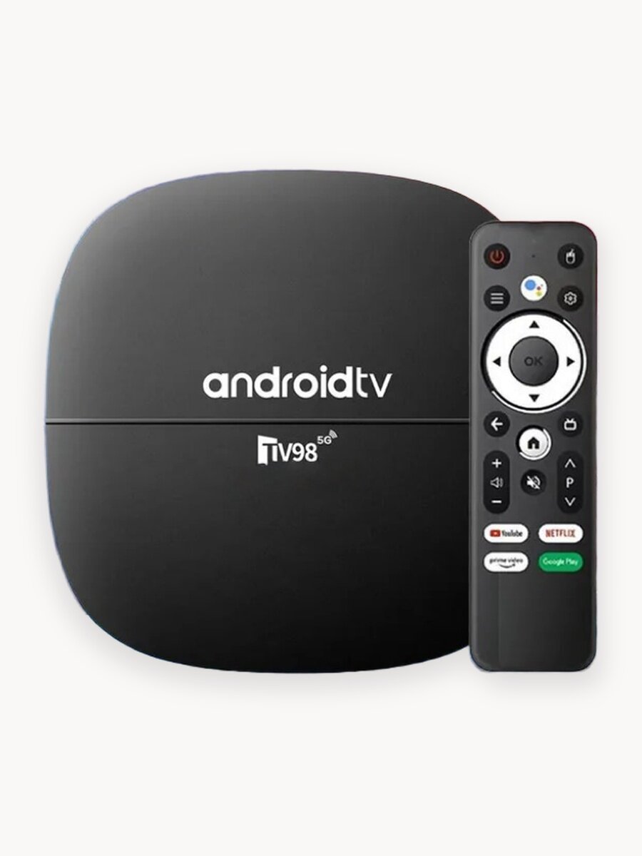 Медиаплеер Смарт ТВ приставка Android, 4 ГБ/32ГБ, Bluetooth, Wi-Fi, черный матовый