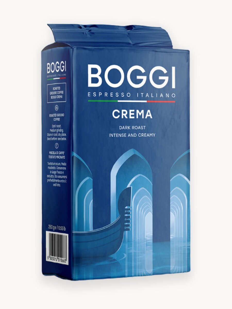 Кофе молотый Boggi Crema Espresso Italiano, арабика 70% и робуста 30%, 250г