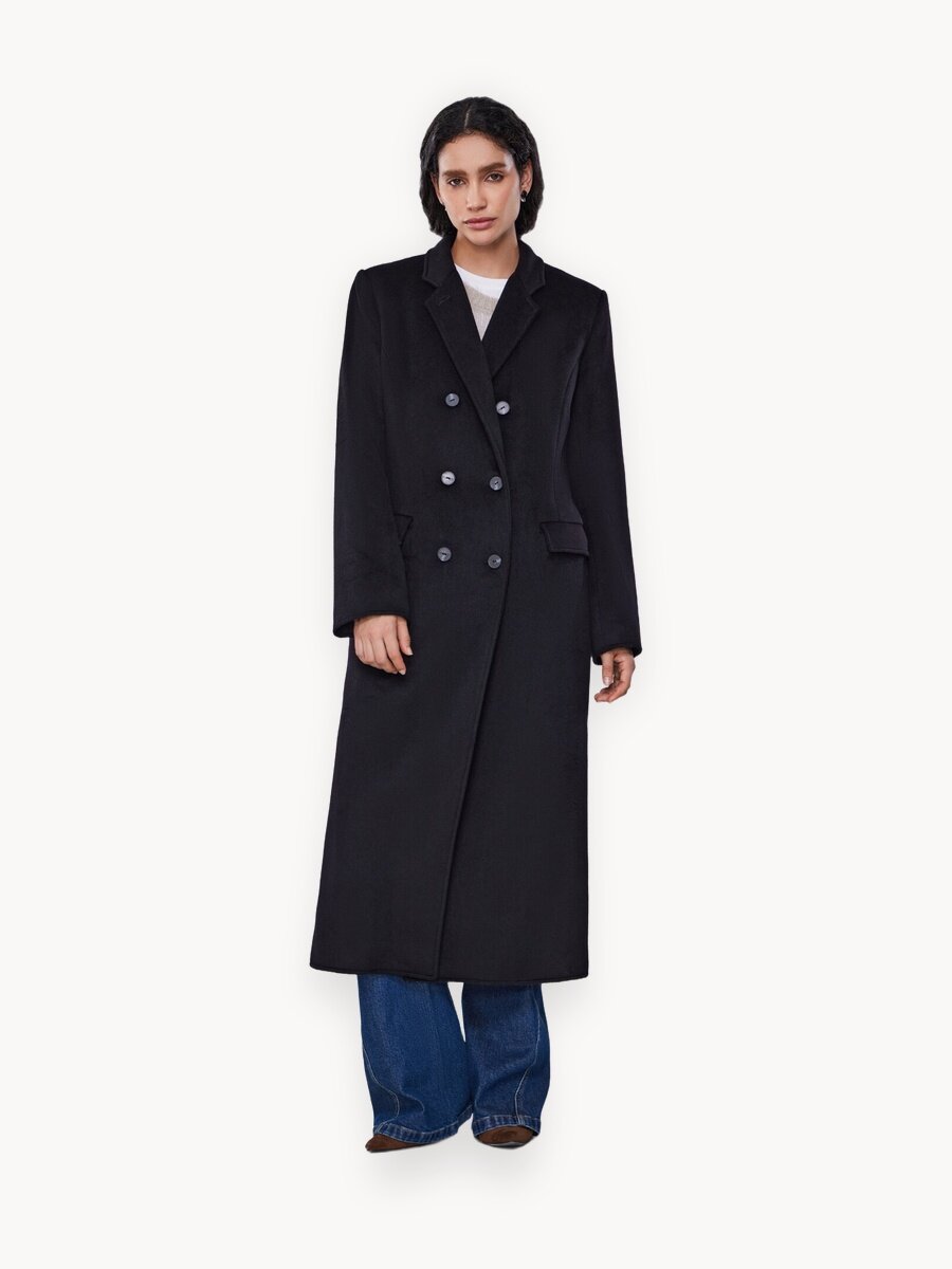 Пальто двубортное с шерстью