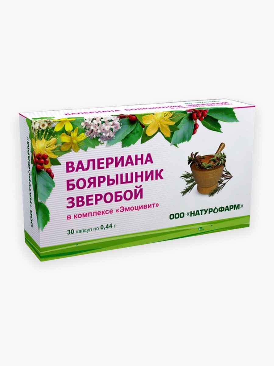 БАД Натурофарм "Валериана, боярышник, зверобой", для нервной системы, 30 капсул