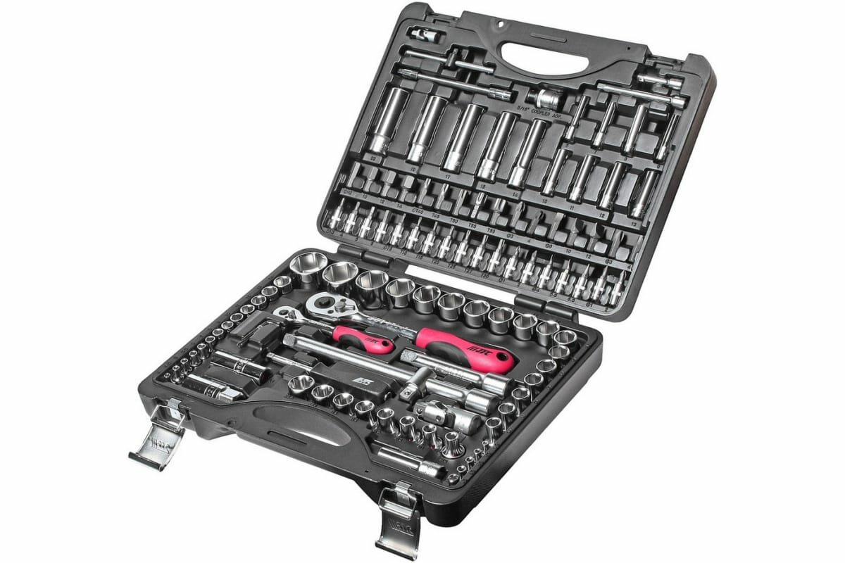 JTC Набор головок торцевых и вставок 1/4" & 1/2" 6-гранных в кейсе 110 предметов JTC-H110B-B72