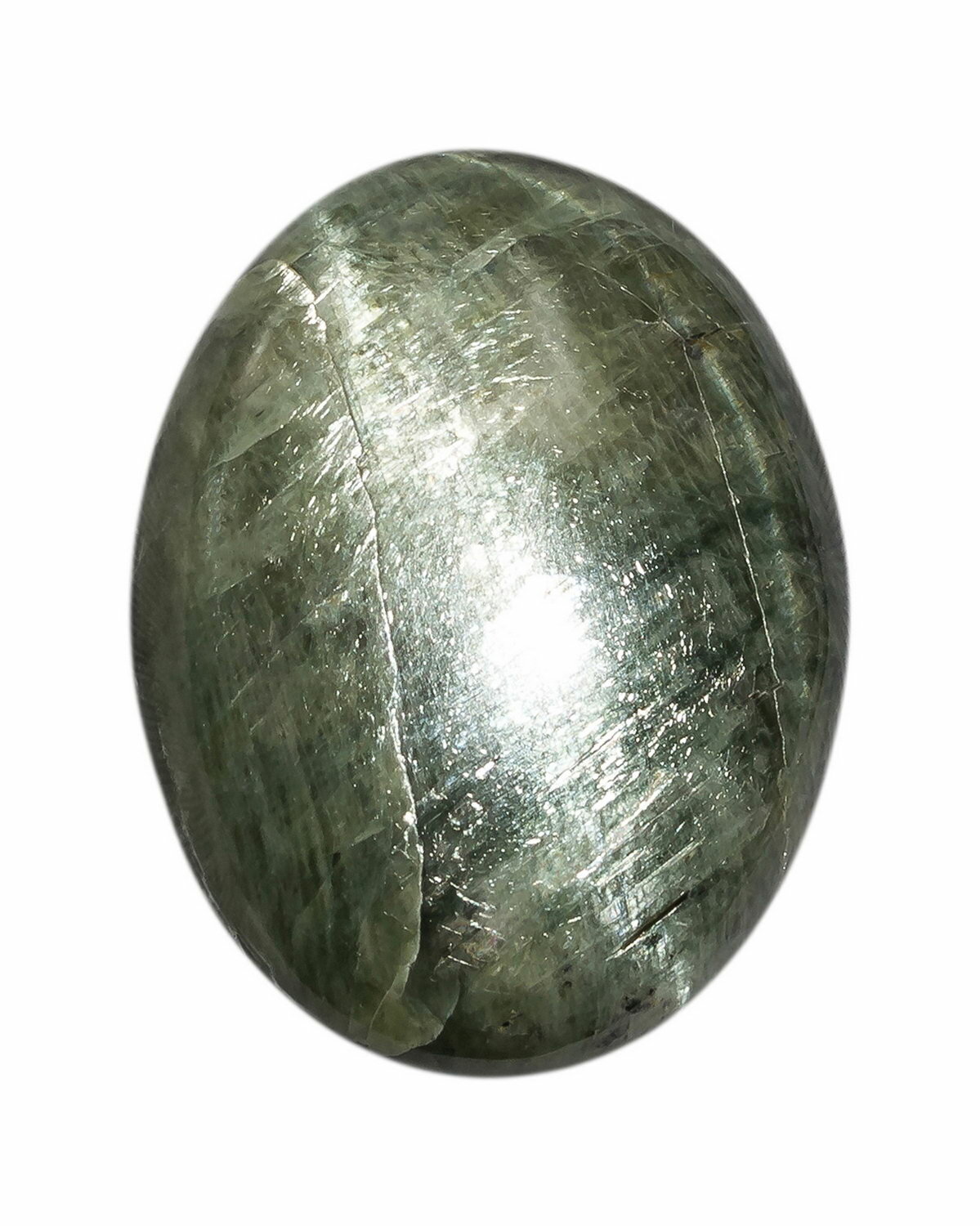 Кабошон актинолит 33х26х7 мм.