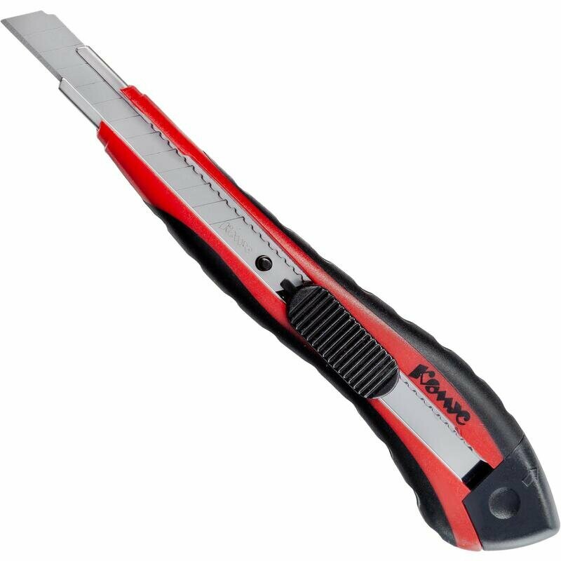 Нож канцелярский 9 мм комус, с фиксатором, мет. направл. цв. в ассорт, 159339