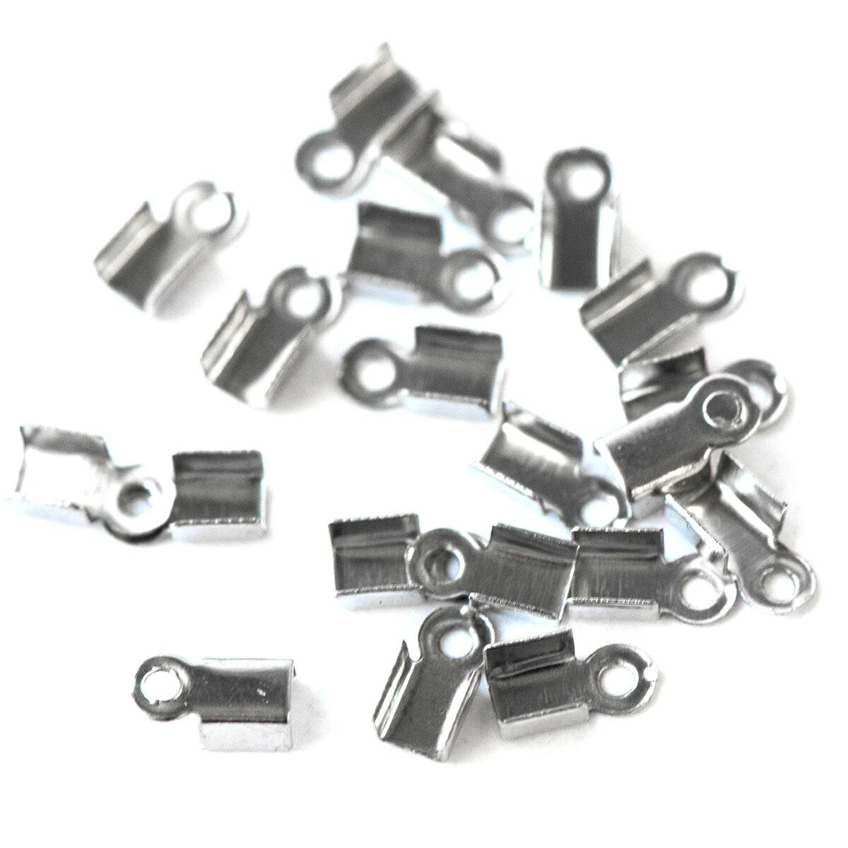 Концевик / наконечник / зажим для шнура ок. 400 шт, размер 6x3 мм, цвет платина
