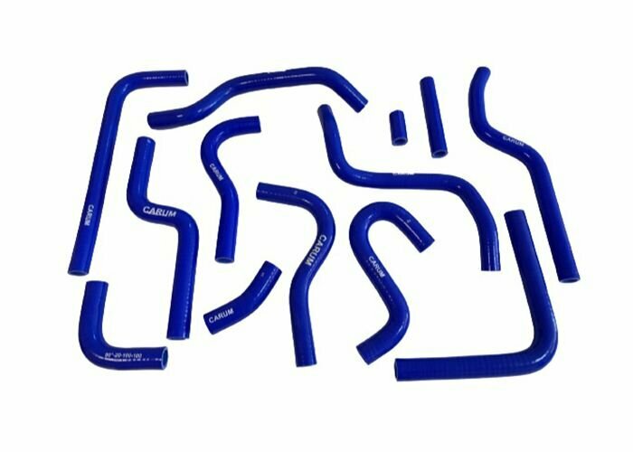 Патрубки отопителя для а/м Газель 3302 дв.405 Евро-3 (к-т 13шт) с доп. отопителем силикон (синий)