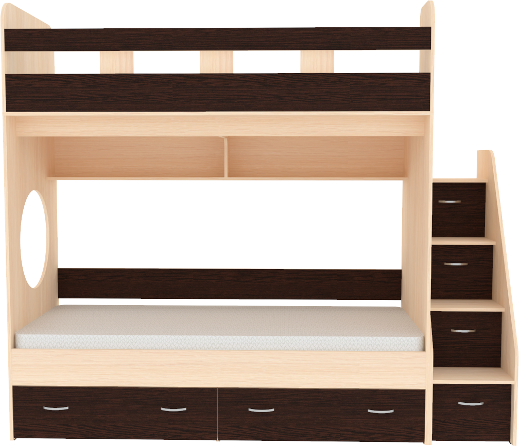 Двухъярусная кровать Юниор 1 80x190 Дуб Молочный Венге