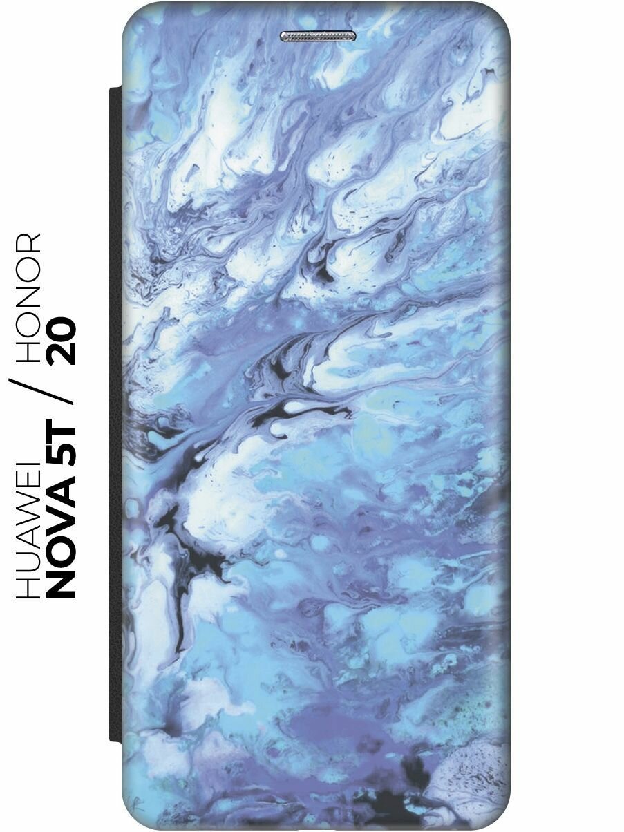 Чехол-книжка Синий мрамор на Honor 20 / Huawei Nova 5T / Хонор 20 / Хуавей Нова 5Т черный